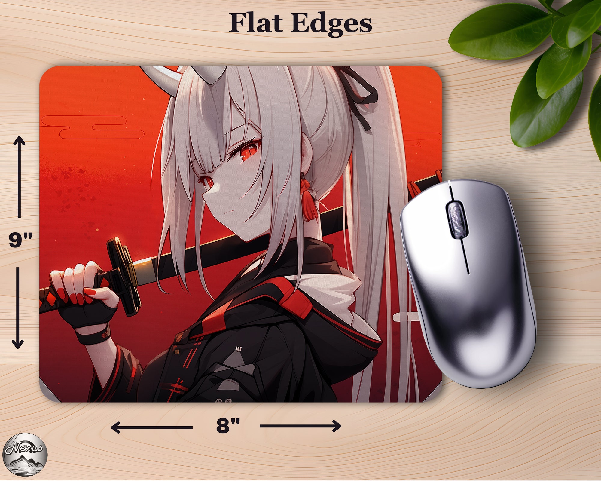 The Oni Samurai Anime Oni Girl Mousepad, Aesthetic Gaming Decor, Large ...
