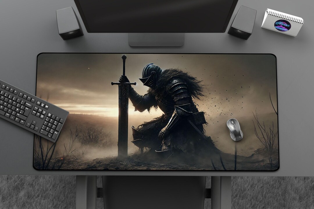 A Forsaken Knight - Cool Knight Desk Mat, Epic Warrior Mousepad, Large ...