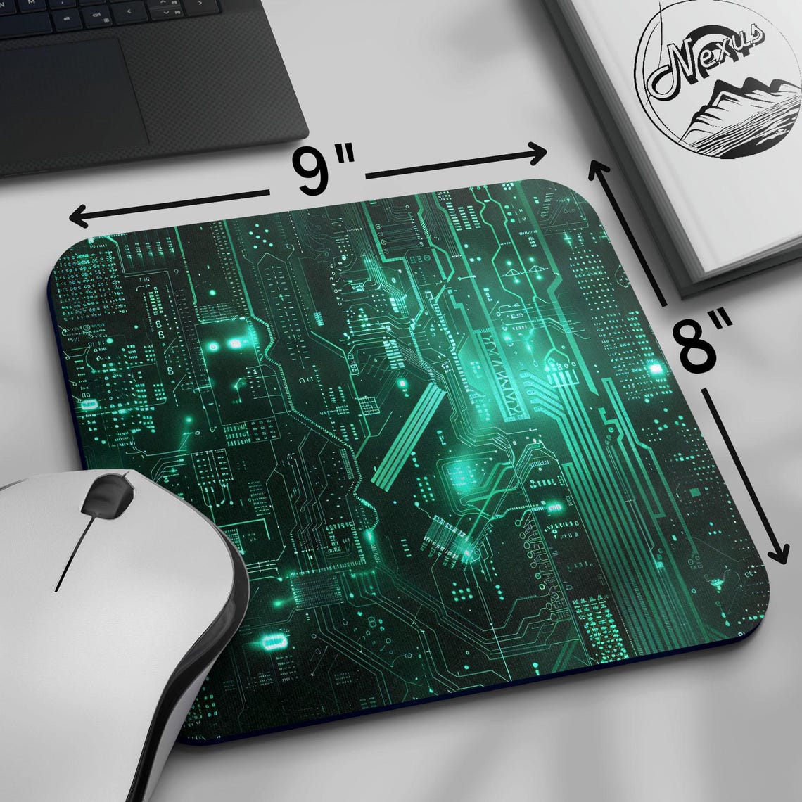 Tech Matrix - Green Cyber Grid Desk Mat, Cool Cyberpunk Hacker Mousepad ...