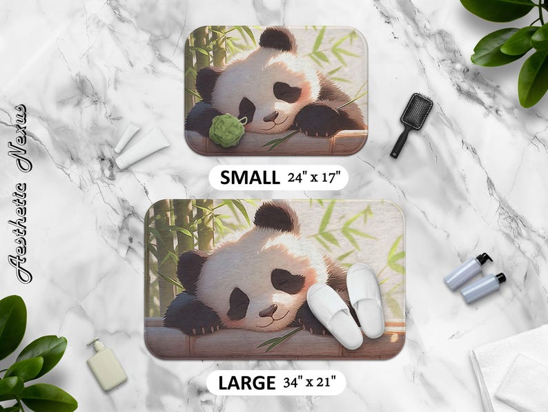 Cute Panda Bath Mat, Lo-fi Style Kawaii Panda Bathroom Decor, Memory ...