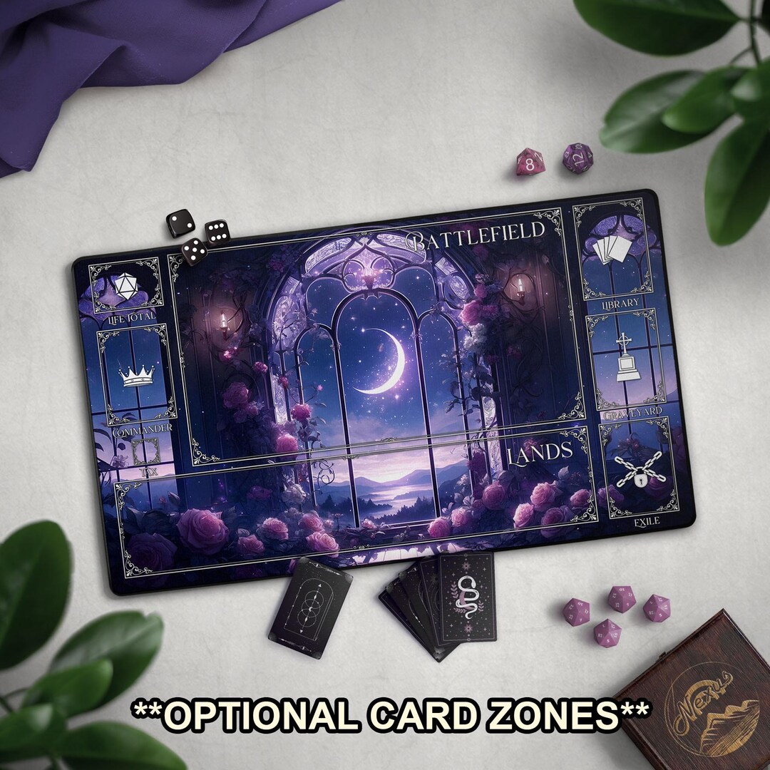 TCG Playmat: Purple Witchy Fantasy Mat With EDH Zones, Lunar Moon, Cute ...