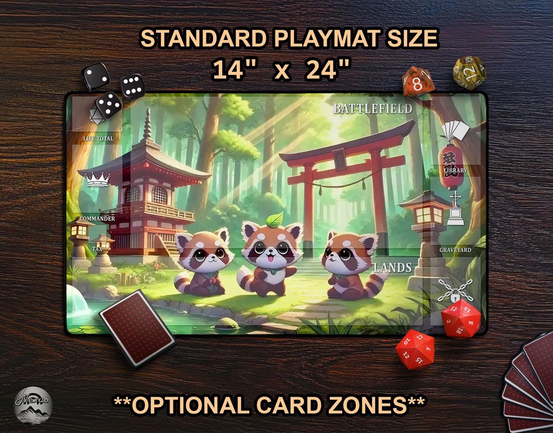 Playmat: Playful Tanuki - Cute Kawaii Tanuki TCG Mat, MTG Mat With Card ...