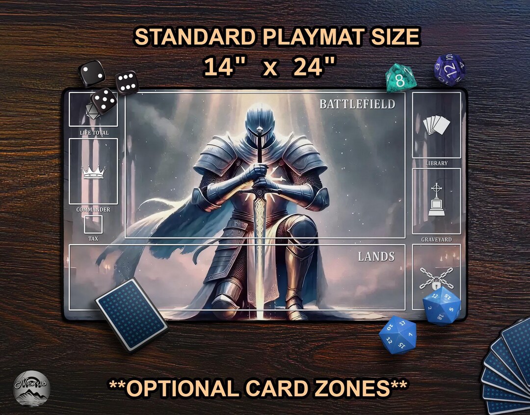 Playmat: A Holy Knight's Pledge - Cool Magic Knight MTG Mat With Card ...
