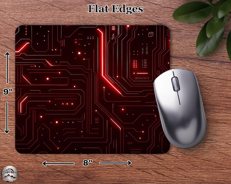 Futuristic Circuit Board Gaming Mouse Pad, Black & Red Tech-inspired ...