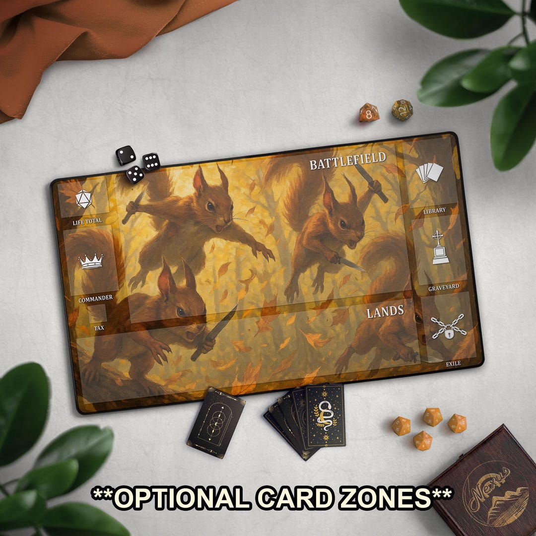Combat Squirrels TCG Playmat, Squirrel With Knife Mat With EDH Card ...