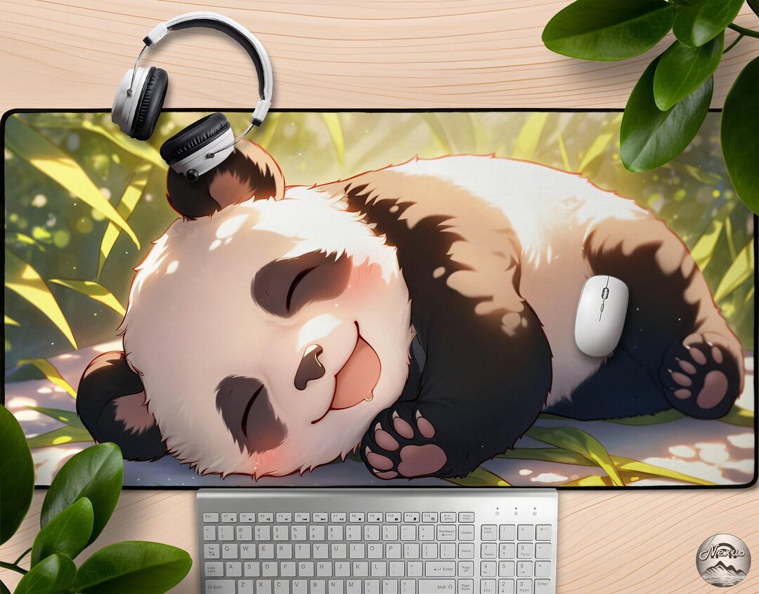 Cute Panda Mousepad, Kawaii Panda Desk Mat, Large Anime Mouse Pad for ...