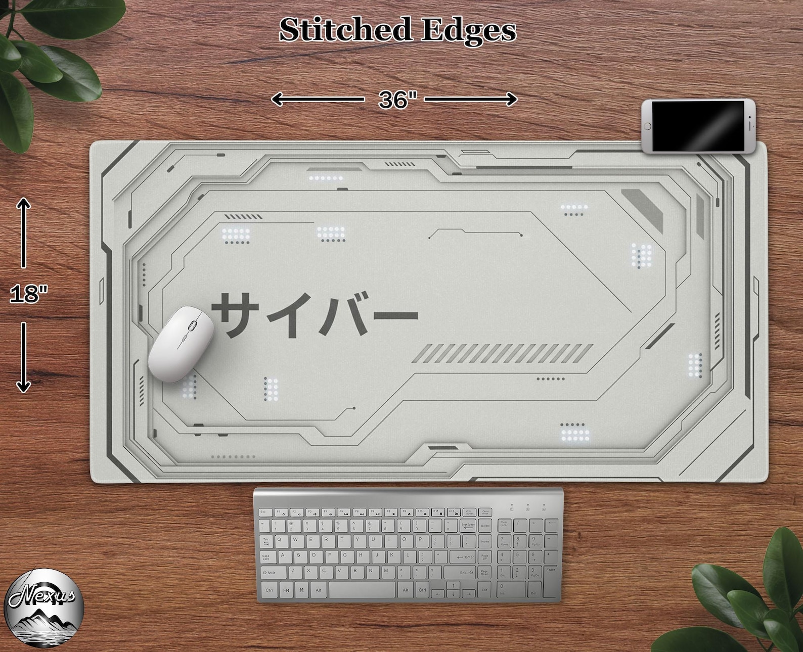 White Cyber Gaming Mousepad, Cyberpunk Desk Mat, Futuristic Sci-fi ...