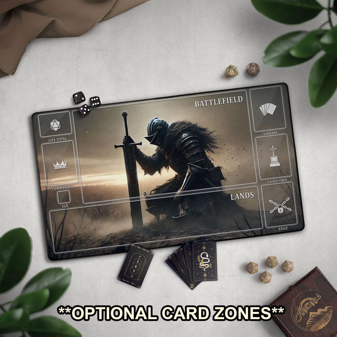 Forsaken Knight TCG Playmat, Dark Fantasy Mat With EDH Zones for Knight ...