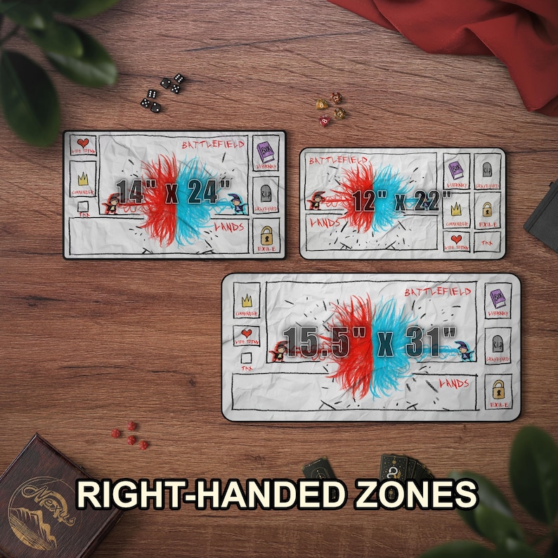 Funny "paper" TCG Playmat With EDH Card Zones, Wizard Clash V2, 14" X ...