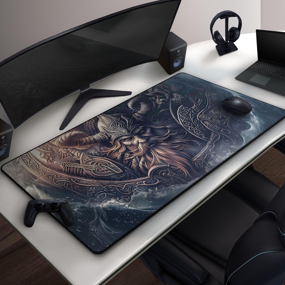 Viking Warrior Mousepad, Celtic Warrior and the Sea Desk Mat, Norse ...