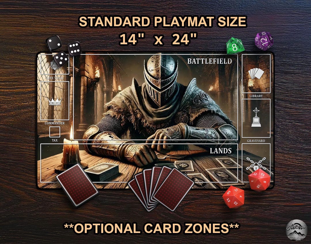 Playmat: A Knight's Intuition - Knight Playing Cards TCG Mat, Cool MTG ...