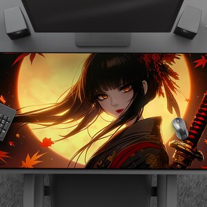 Autumn Blade - Cool Anime Katana Girl Mousepad, Waifu Desk Mat, Large ...