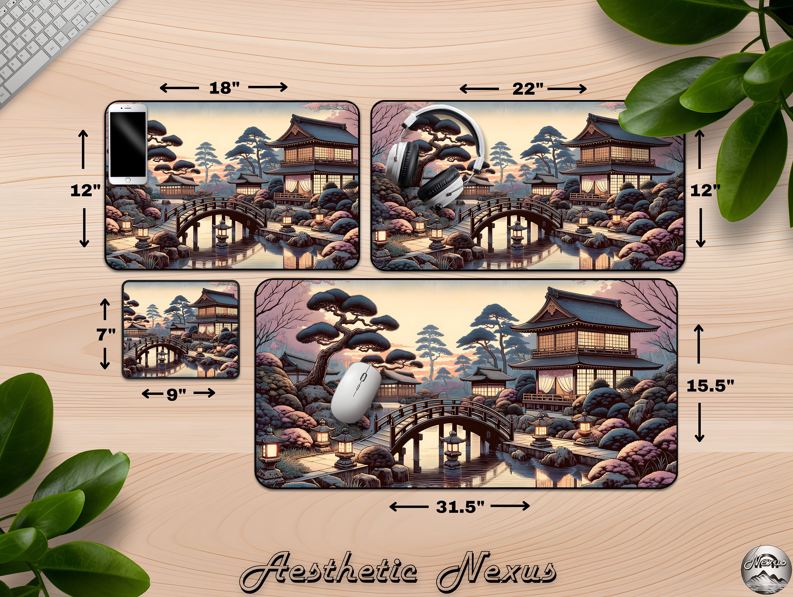 Garden of Zen Japanese Edo Landscape Mousepad, Anime Desk Mat ...