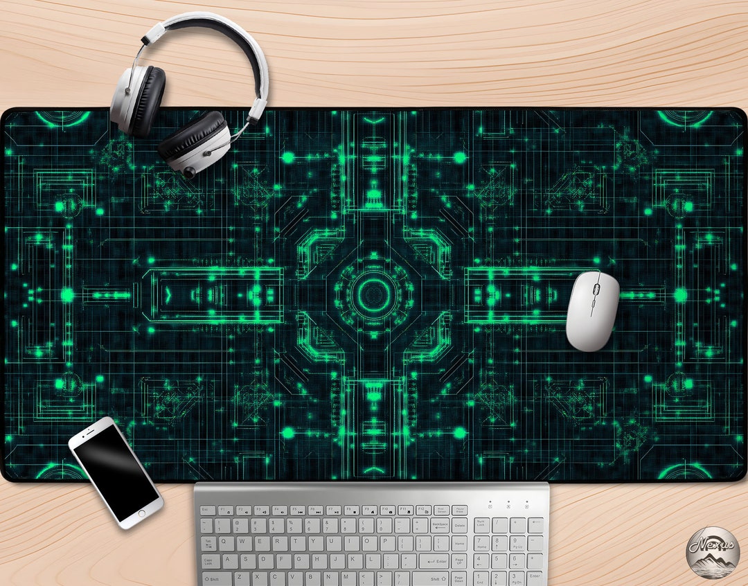 Cyber Nexus Digital Sci-fi Desk Mat, Cool Abstract Cyberpunk Mousepad ...