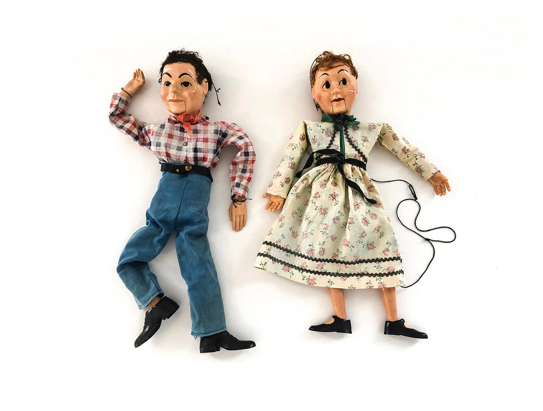 Hazelle's Marionette/string Puppet Pair Western Square Dancers Vintage ...