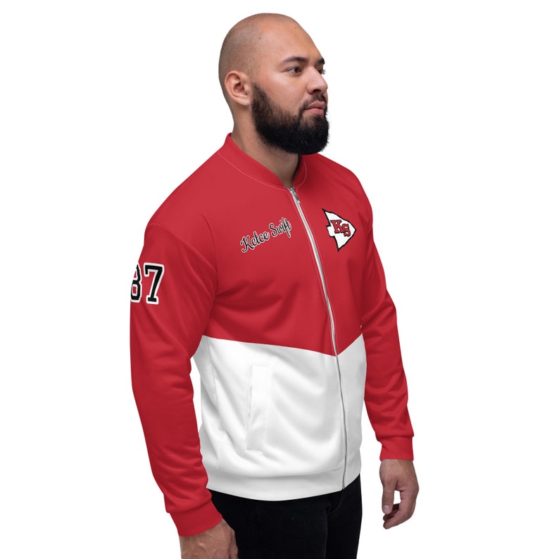 Taylor Swift Travis Kelce Tayvis Couple Parody Kansas City Team Unisex Bomber Style Track Jacket