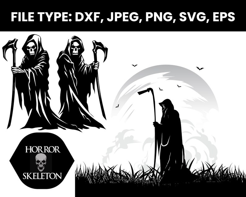Grim Reaper SVG Skeleton SVG Death SVG Horror Reaper Cap - Etsy
