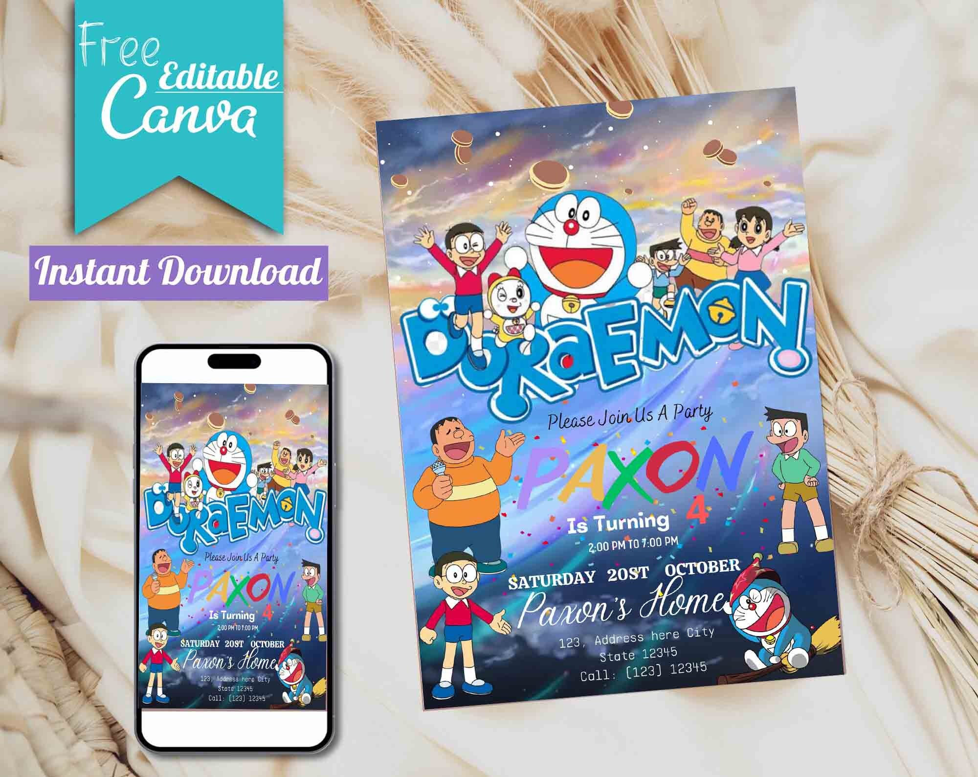 Doraemon Birthday Invitation Card