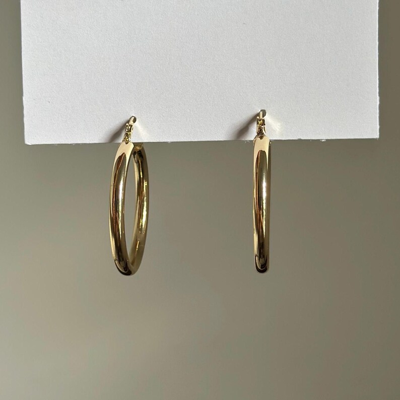 NON TARNISH Timeless 14k Gold Hoop Hinge Small Minimalist Everyday Gold ...