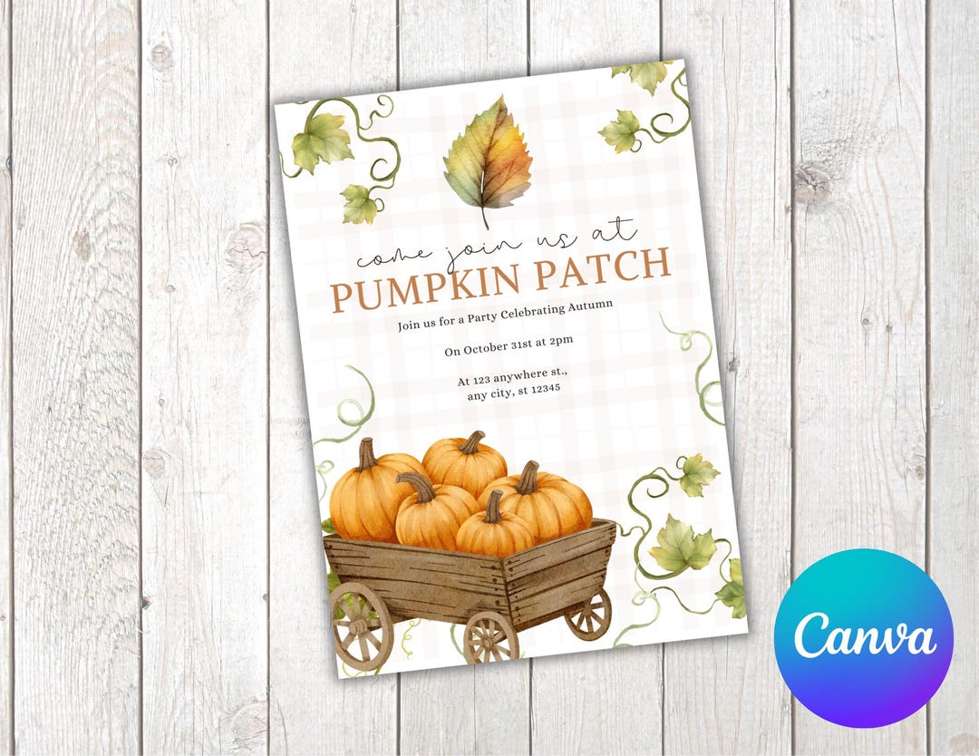 Editable Autumn Pumpkin Patch Invitation | Birthday Party Invite ...