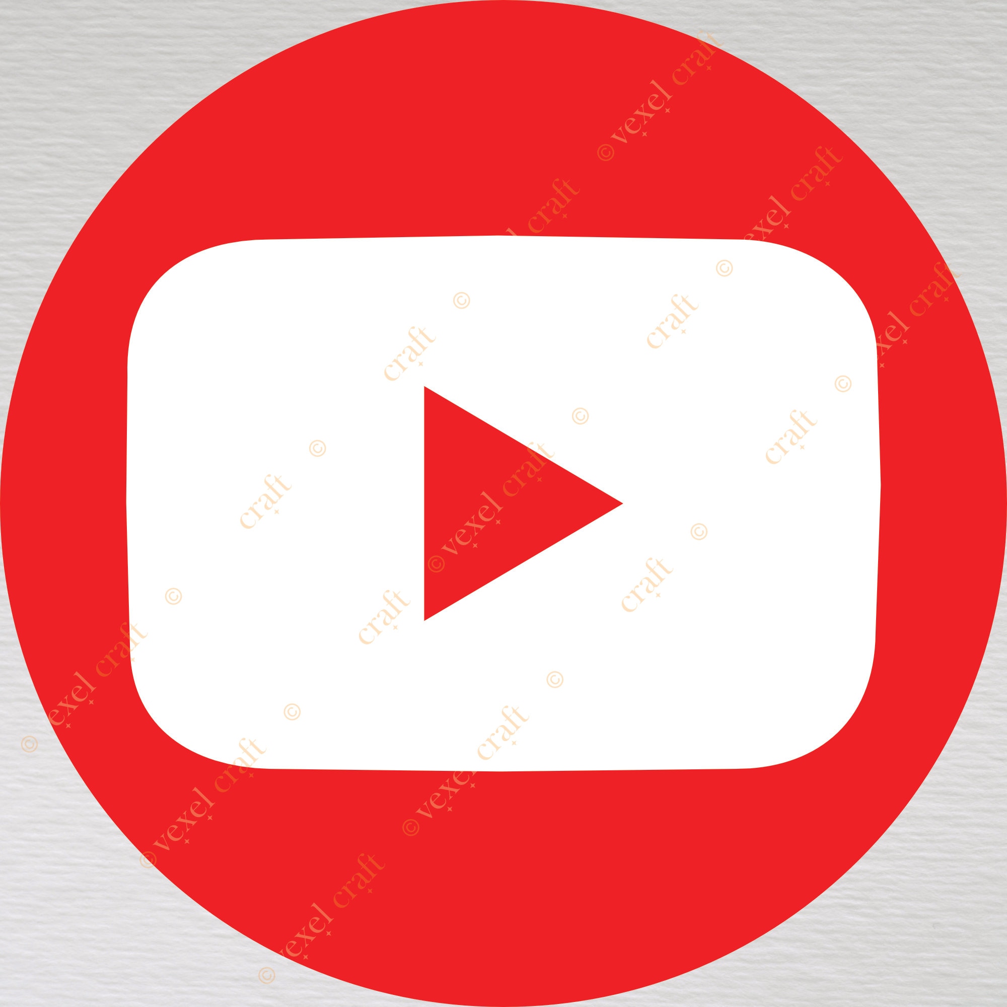Pack of 5 Youtube Watermarks Round Play Buttons Red/white/black Colors ...