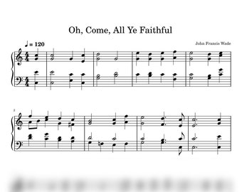 O Come All Ye Faithful Adeste Fidelis Digital Christmas Sheet Music Key ...