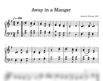 Away in a Manger for Kids Attractive Piano Sheet Music Score With Note ...