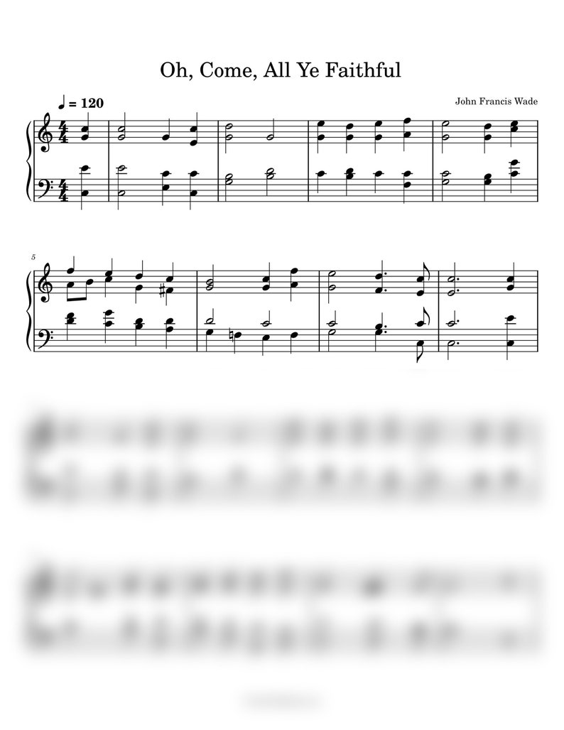 O Come, All Ye Faithful - Christmas Sheet Music - Etsy