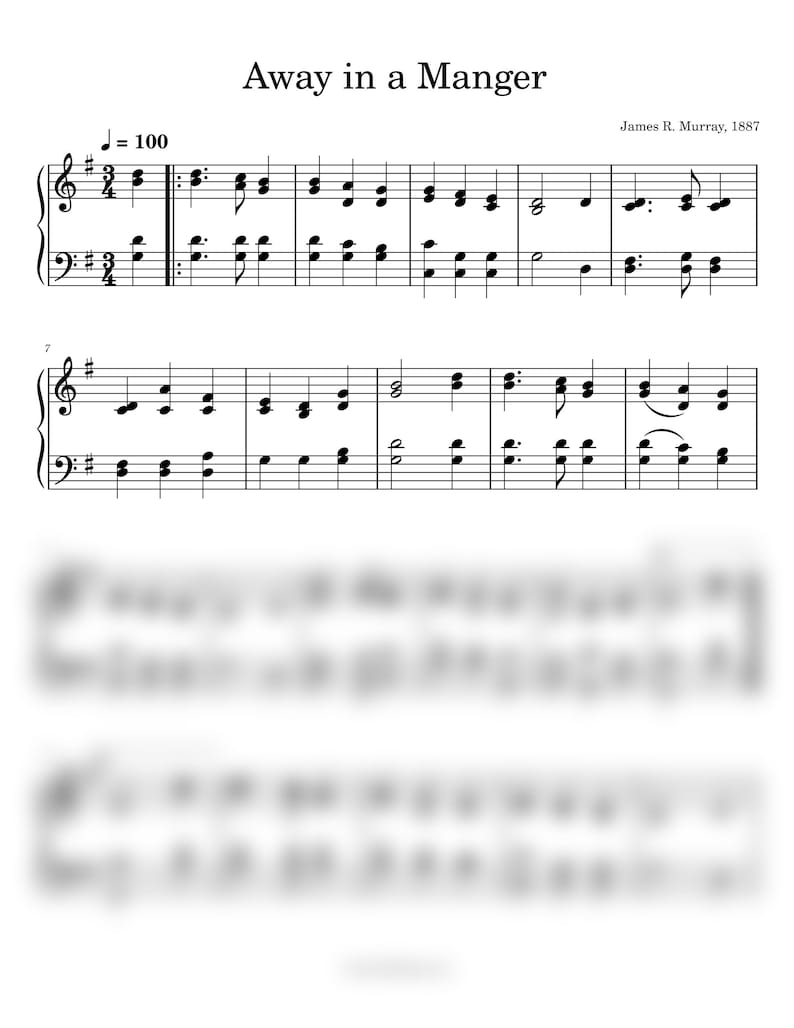 Away in A Manger - Christmas Sheet Music - Etsy