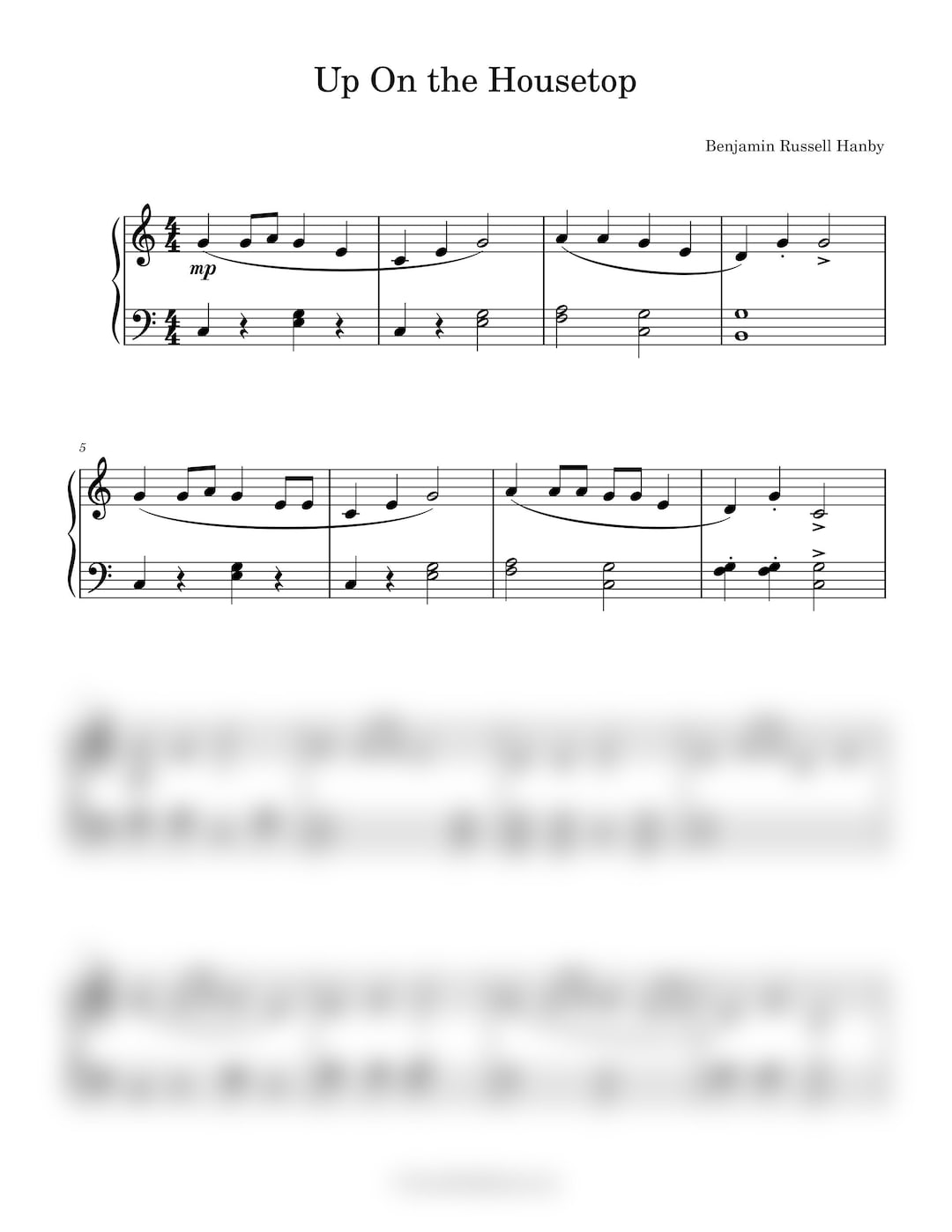 Up on the House Top - Christmas Sheet Music - Etsy