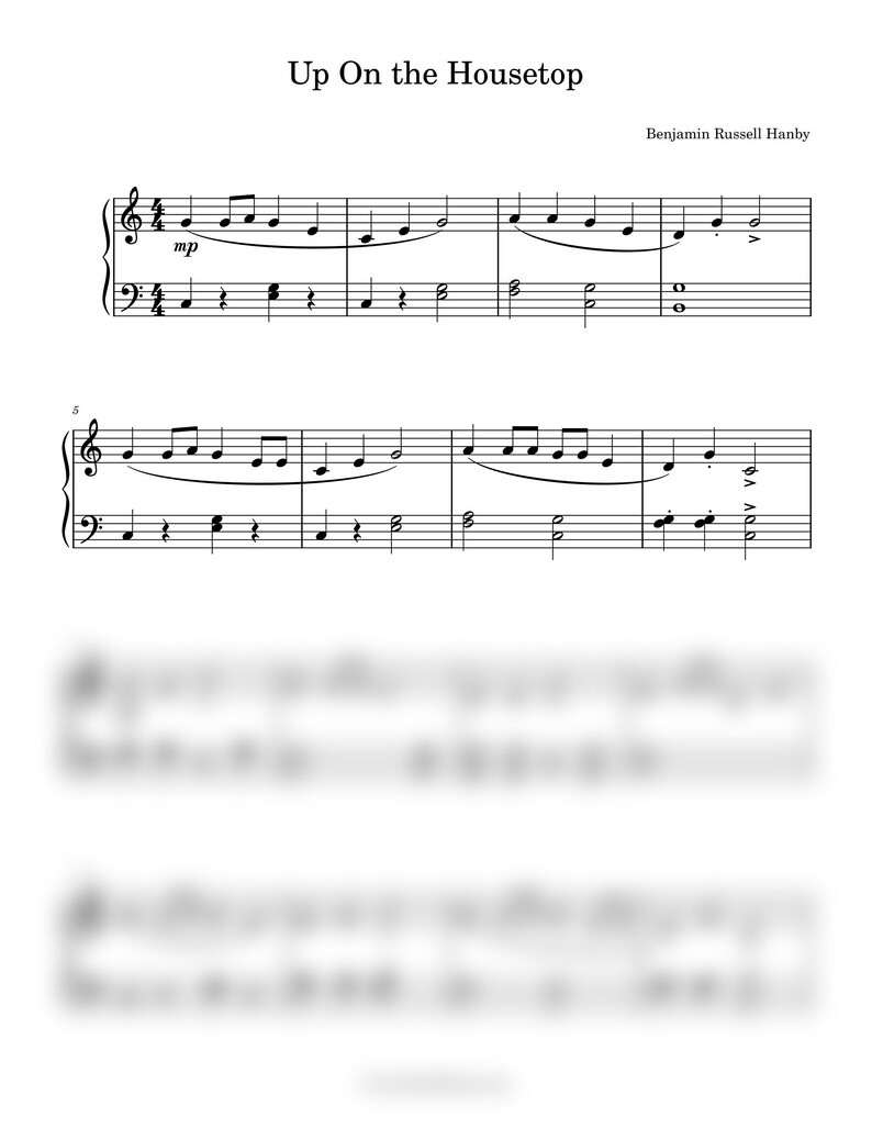 Up on the House Top - Christmas Sheet Music - Etsy