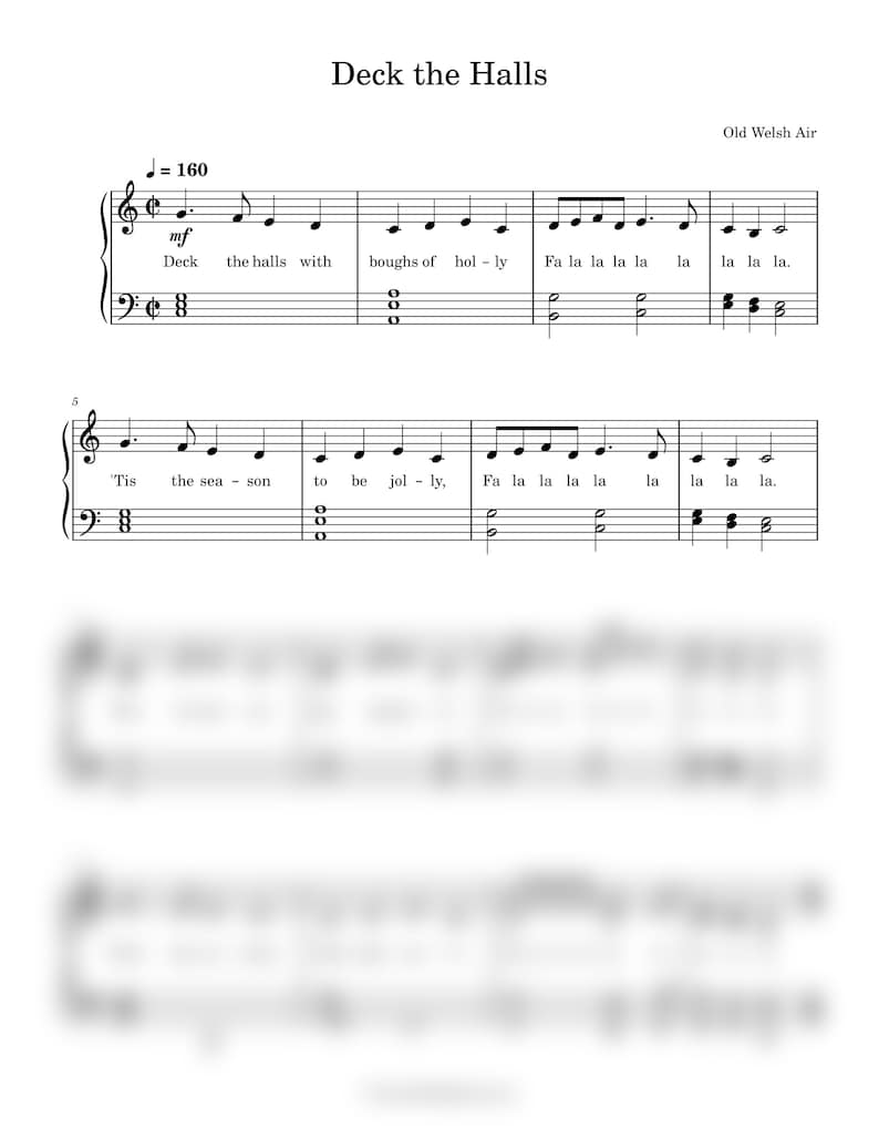 Deck the Halls - Christmas Sheet Music - Etsy Canada