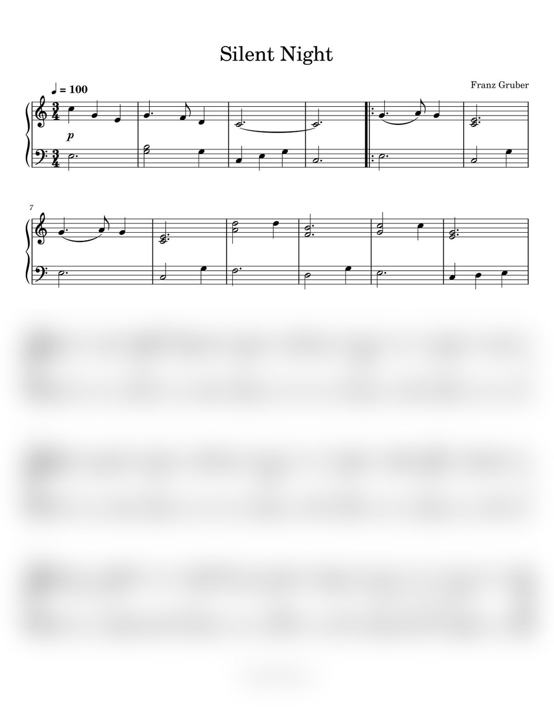 Silent Night - Christmas Sheet Music - Etsy