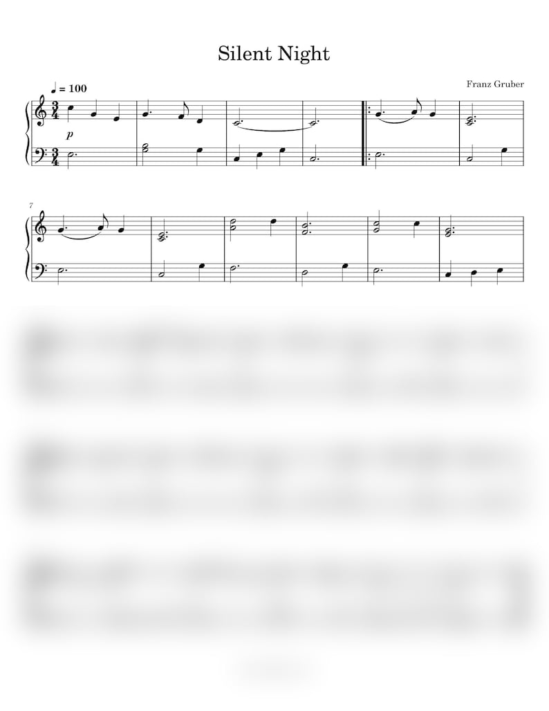 Silent Night - Christmas Sheet Music - Etsy