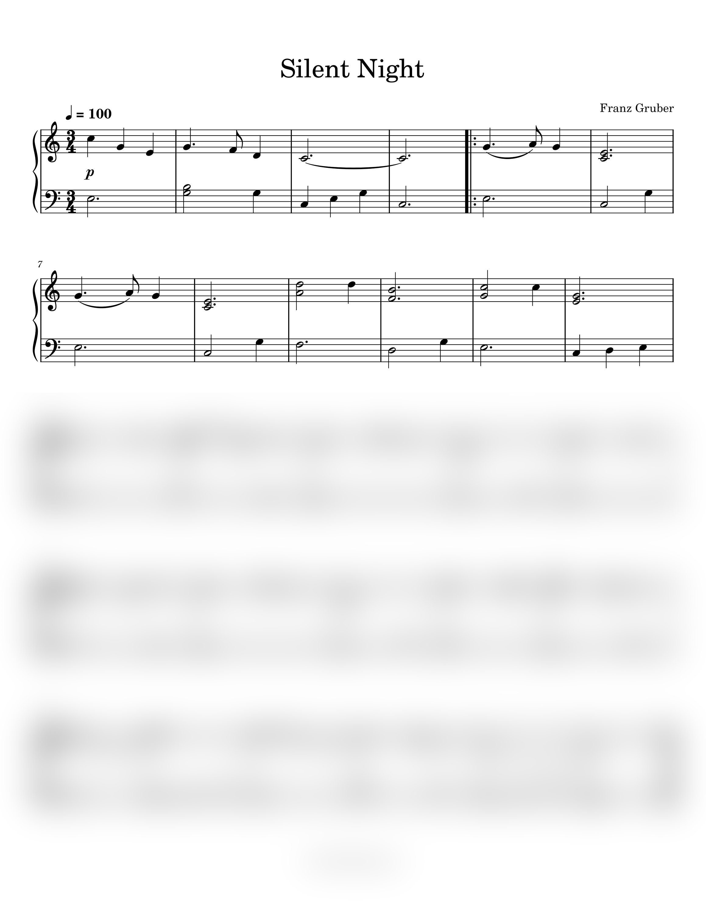 Silent Night - Christmas Sheet Music - Etsy