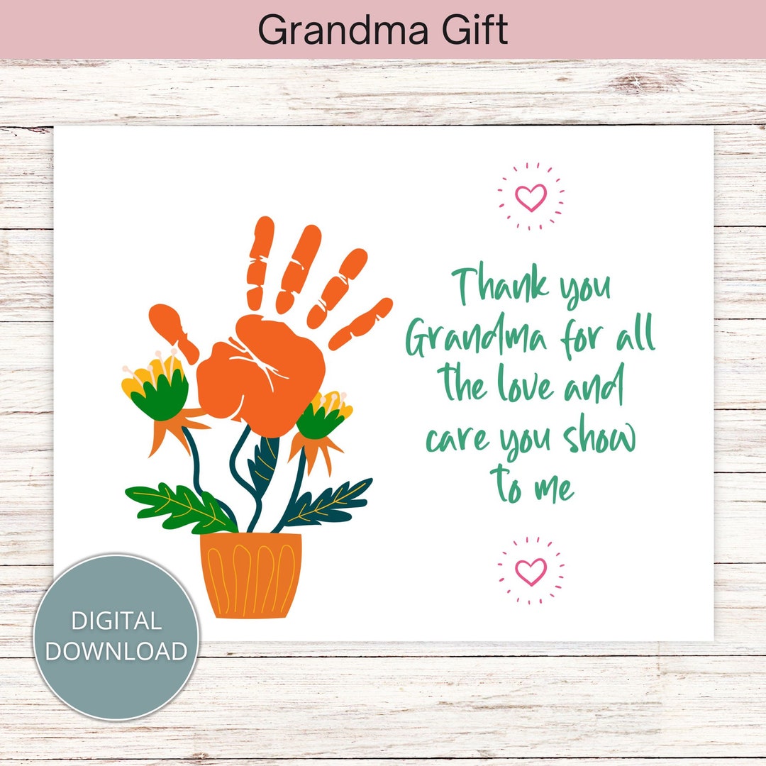 Printable Happy Birthday Handprint Art Gift for Grandma - Etsy