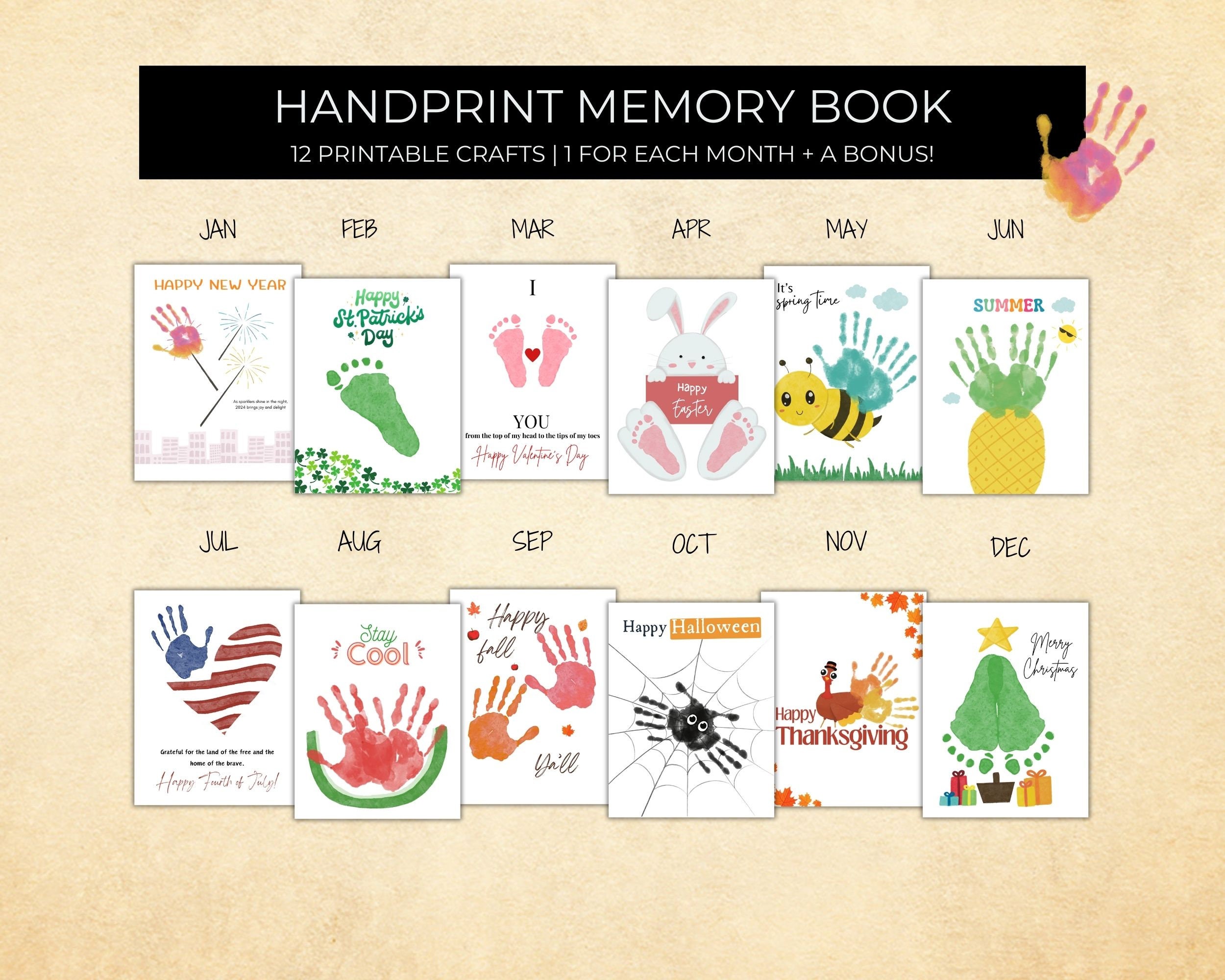 Handprint Keepsake Preschool Kindergarten 1st Grade Craft Memory Book ...