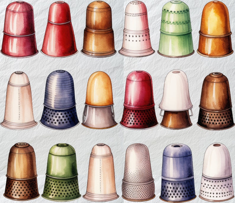 Vantage Thimbles Watercolor PNG Clipart,vintage Sewing Illustrations ...