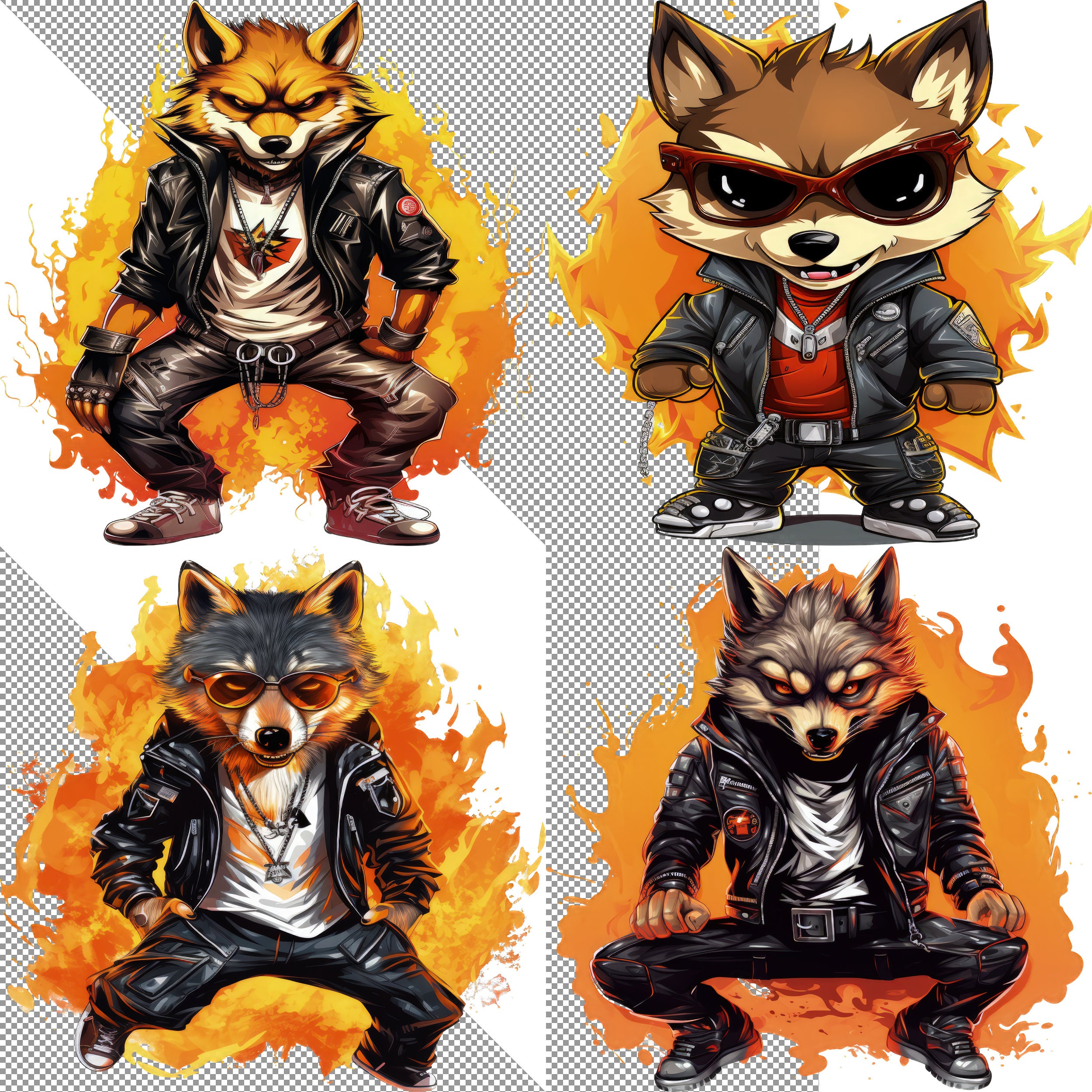 Rockstar Wolf Clipart,cool Wolf Rockstar Illustration,musical Animal ...