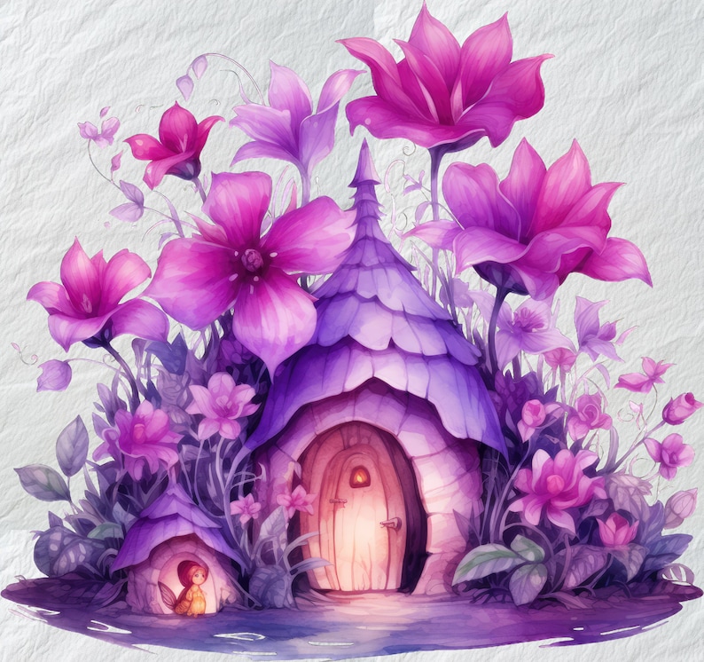 Pixie Hideout Clipart, Enchanted Pixie Hideout, Secret Fairy Dwelling ...