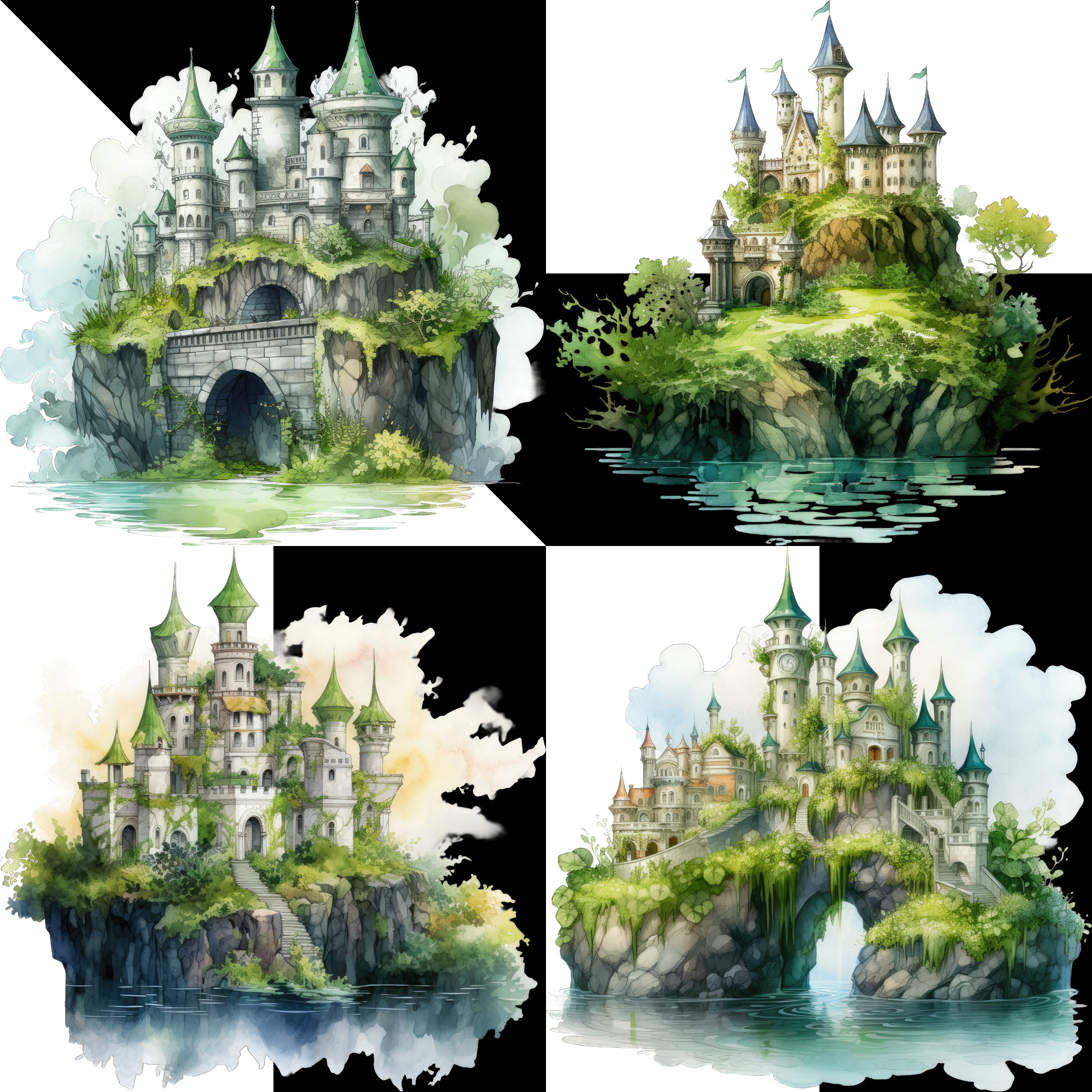 Floating Castle Realm, Fantasy Kingdom Decor, Hand-painted Castle in ...