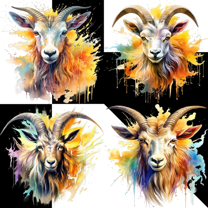 Goat Lightning Clipart, Caprine Lightning Dance: Goat Clipart Set ...