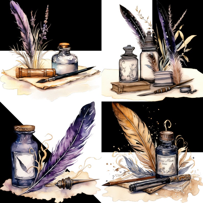 Vantage Quill and Ink Watercolor PNG Clipart,watercolor Art,vantage ...