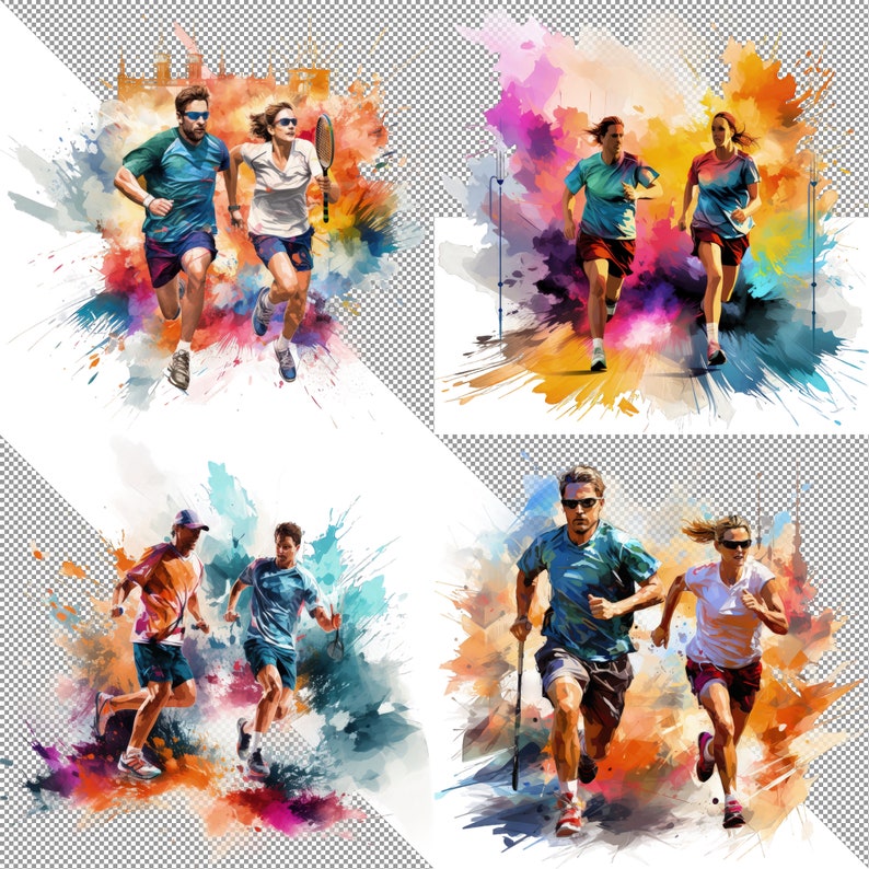 Watercolor Tennis Clipart Set, Tennis Poses, Watercolor Tennis Player ...