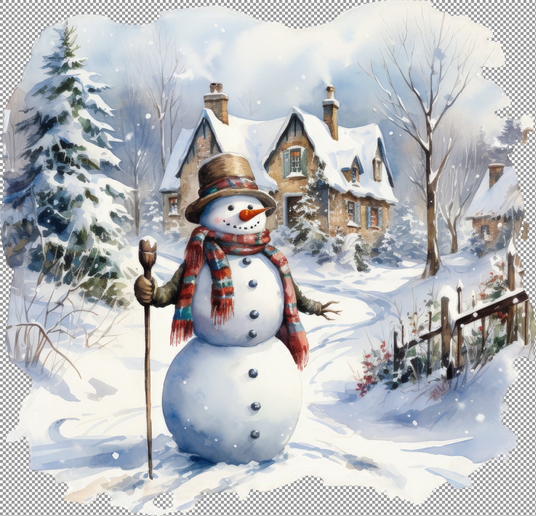 Snowman's Meadow Home Clipart, Frosty Snowman Meadow Clip Art,cozy ...