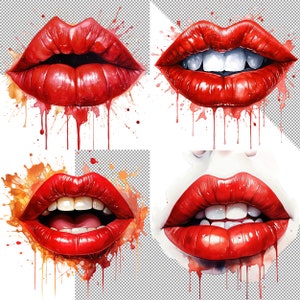 Spirit of Lips Distorted Delight Clipart, Sensual Lipstick Art ...