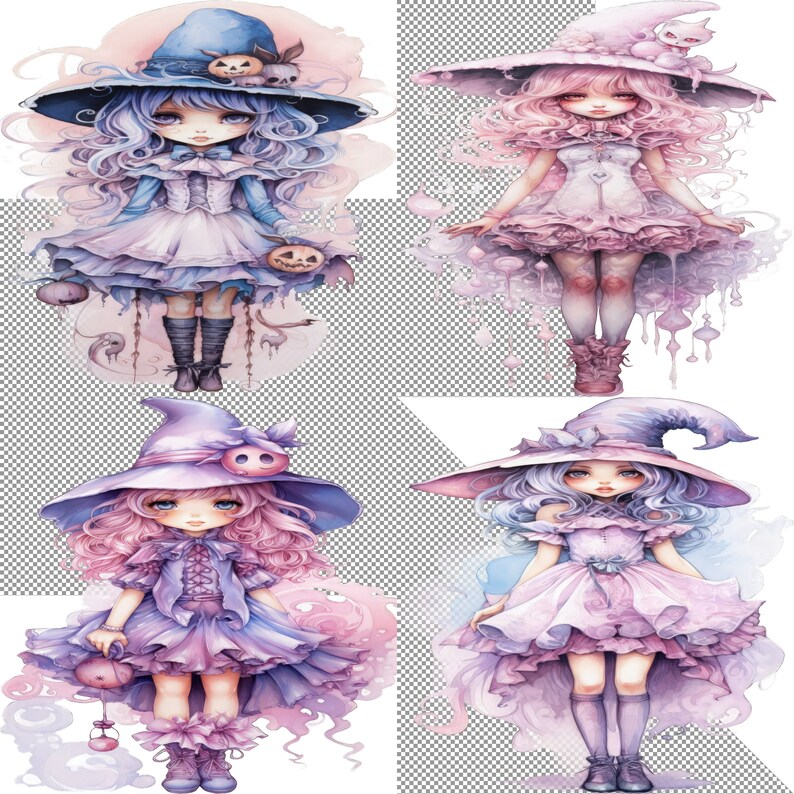 Children's Halloween Witch Drawing, Background for Birthdays, Digital ...