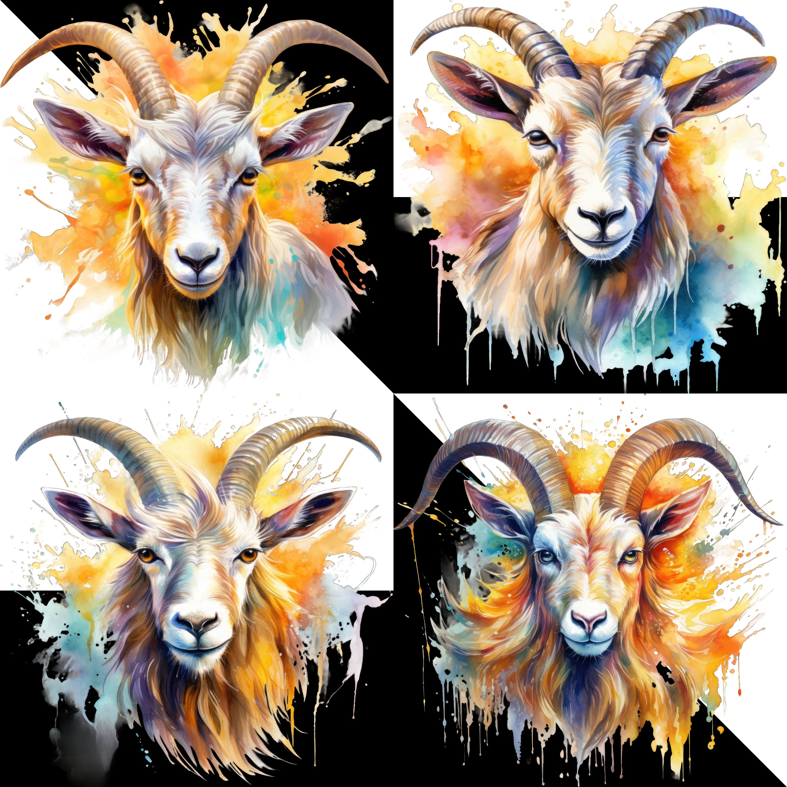 Goat Lightning Clipart, Caprine Lightning Dance: Goat Clipart Set ...