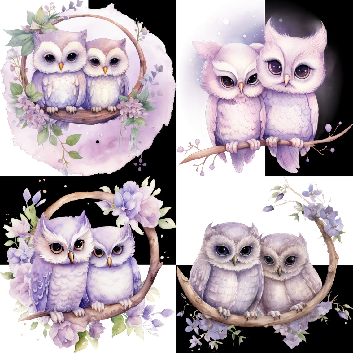 Owlets Crescent Clipart Unique Handcrafted Owl Jewelry - Etsy