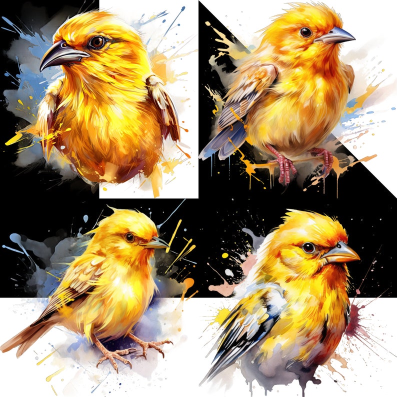 Canary's Melodic Lightning,bird Wall Art,nature Canary Art,melodic ...